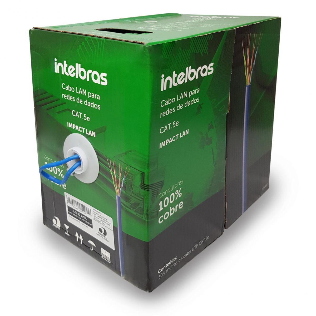 Caixa Cabo Rede Intelbras Cat5e 300 Metros Cftv Azul - Loja Melhor do Sul
